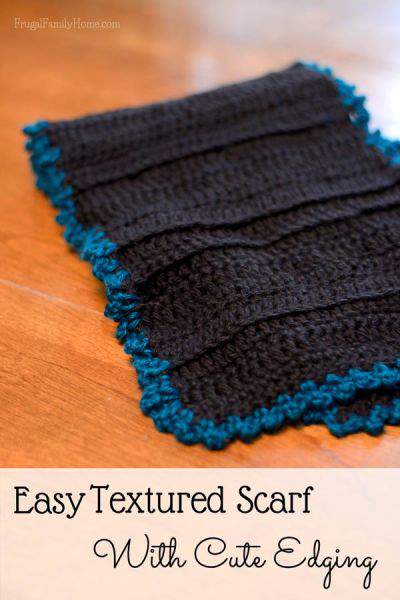 Easy Crochet Texture Scarf with Cute Edging | Frugal Family Home