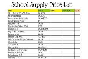 Back to School Price List | Frugal Family Home