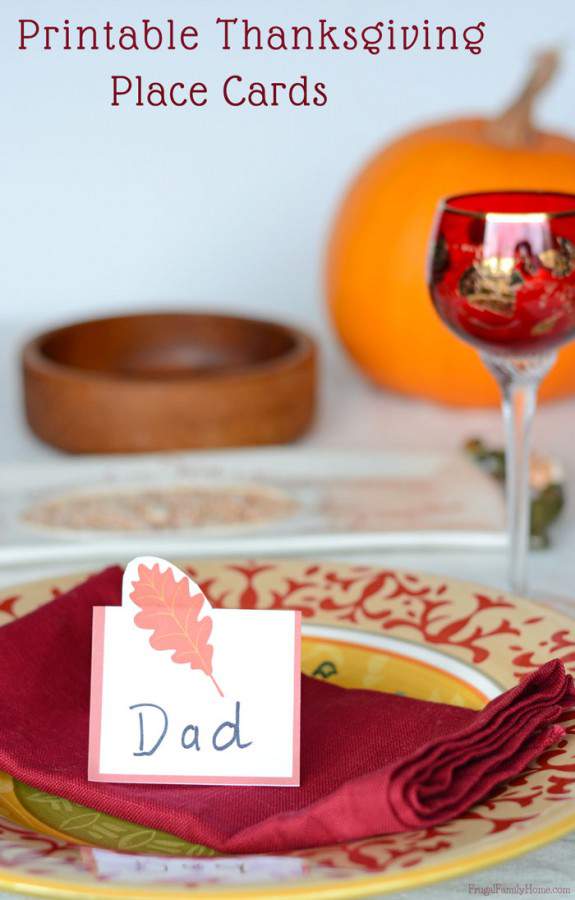 Printable Leaf Place Cards for Thanksgiving | Frugal Family Home