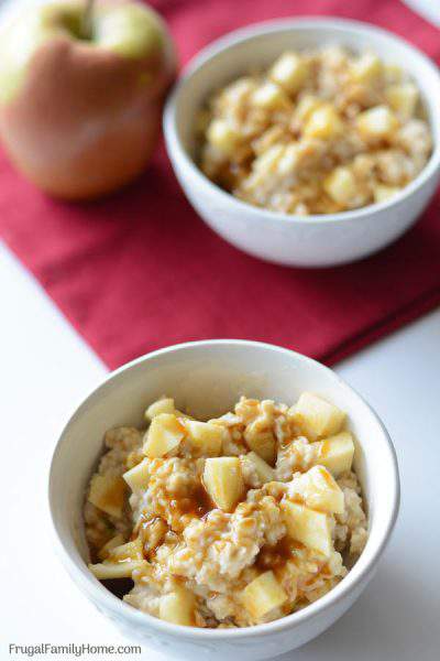 How to Make Caramel Apple Oatmeal | Frugal Family Home