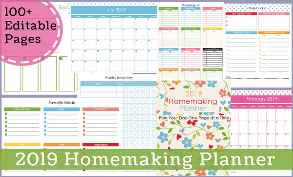 2019 Printable Homemaking Planner | Frugal Family Home