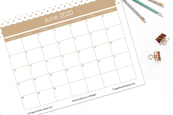 Free Printable and Editable June Calendar Pack | Frugal Family Home