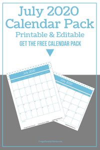 Printable 2018 July Calendar Pack, Edit Before You Print