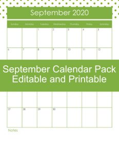 Free Editable September Calendar Pack | Frugal Family Home