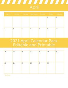 Free April Printable Calendar Pages, Edit before You Print