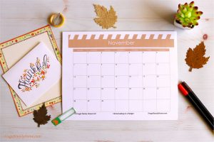 Free November Calendar Pack, Edit and Print | Frugal Family Home